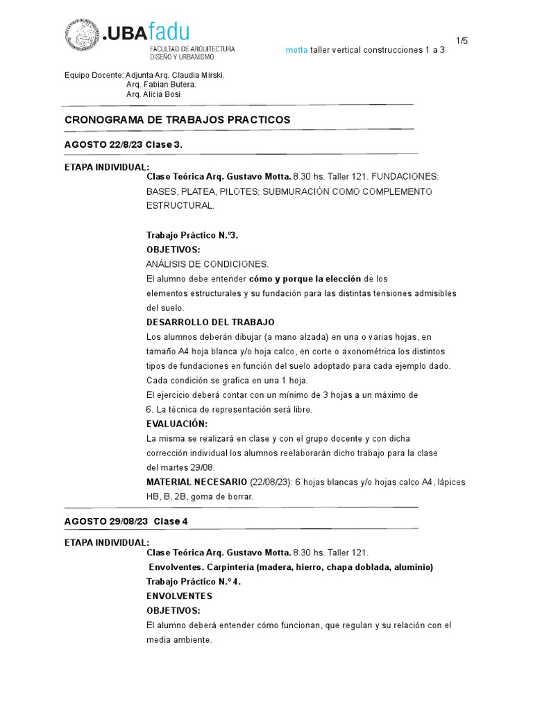 CONSTRUCCION DE IDEAS 2023 Croograma 2 C 23.clases 3 en Adelante | PDF