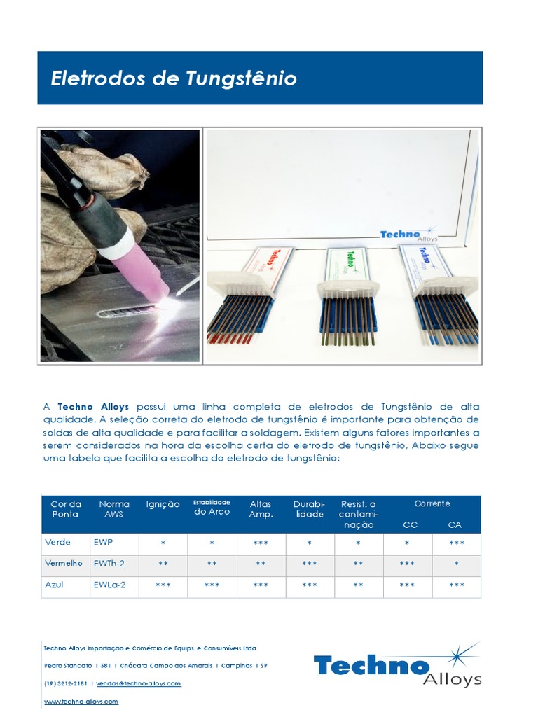 Eletrodos de Tungstenio | PDF | Ciência de Materiais | Elementos metálicos