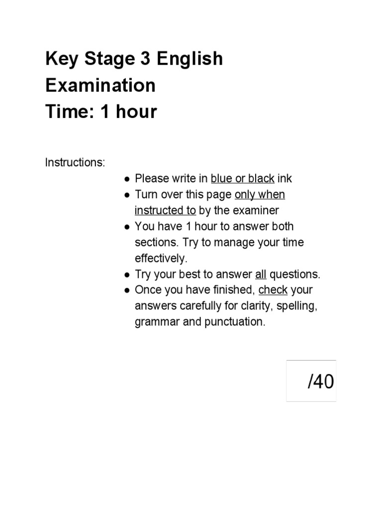 Practice Paper KeyStage3EnglishExamination-FlannanIsle | PDF | Human ...