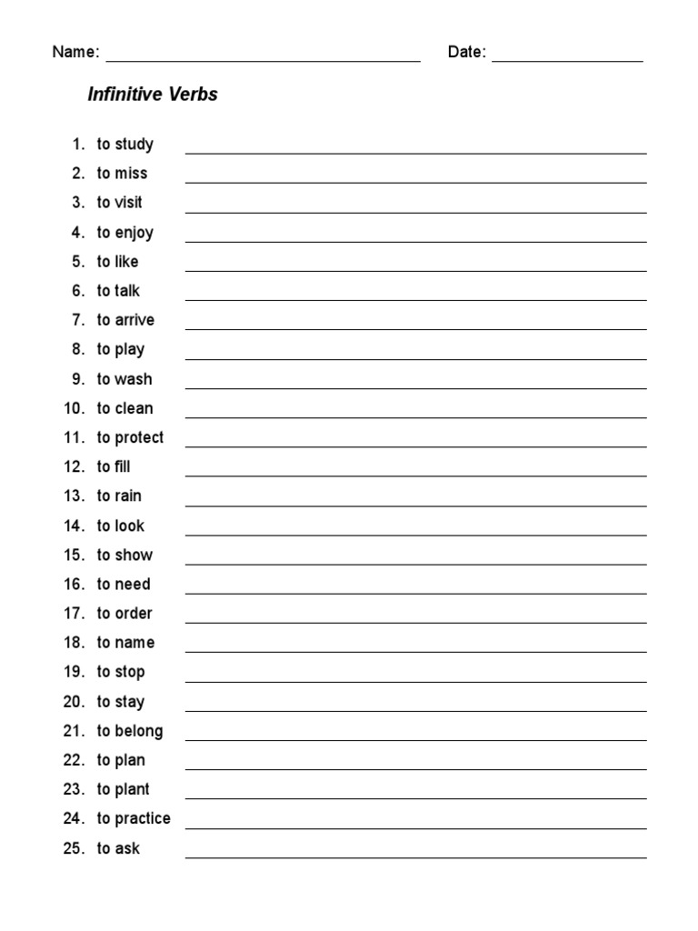Infinitive Forms of Verbs 1 To 50 | PDF Infinitive Forms of Verbs 1 To 50 | PDF
