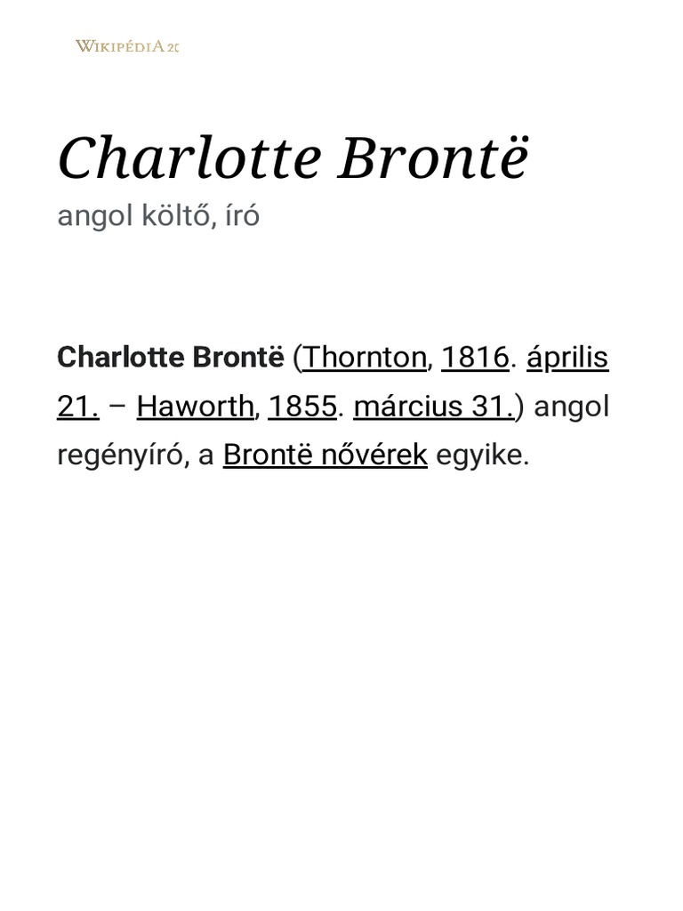 Charlotte Brontë - Wikipédia | PDF