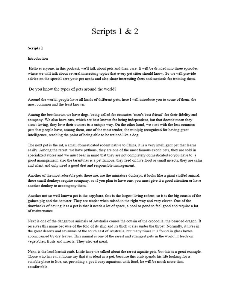 Scripts 1 & 2 | PDF | Pet | Preventive Healthcare