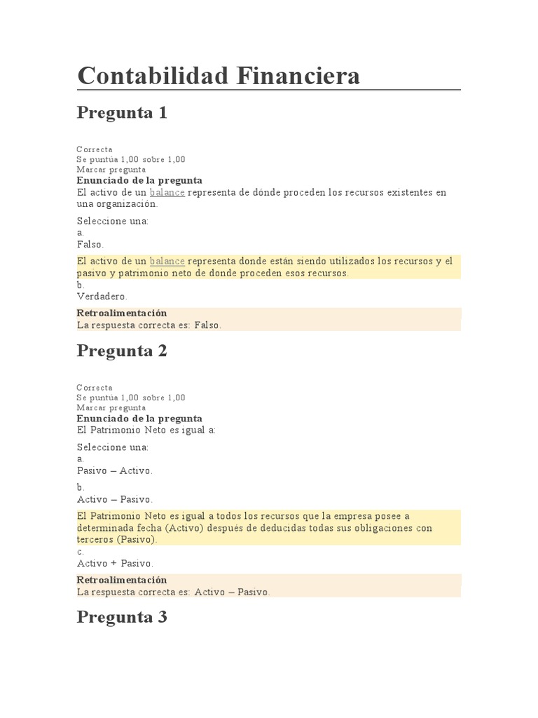 Autoevaluación Contabilidad Financiera | PDF | Contabilidad | Economias