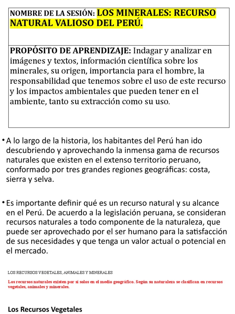 Recursos Naturales 5to Grado 23 de Agos | PDF | Minería | Perú