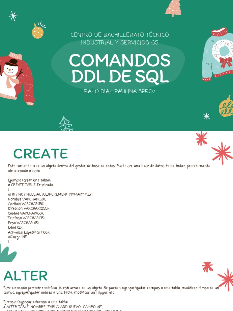 Comandos DDL | PDF | SQL | Datos Comandos DDL | PDF | SQL | Datos
