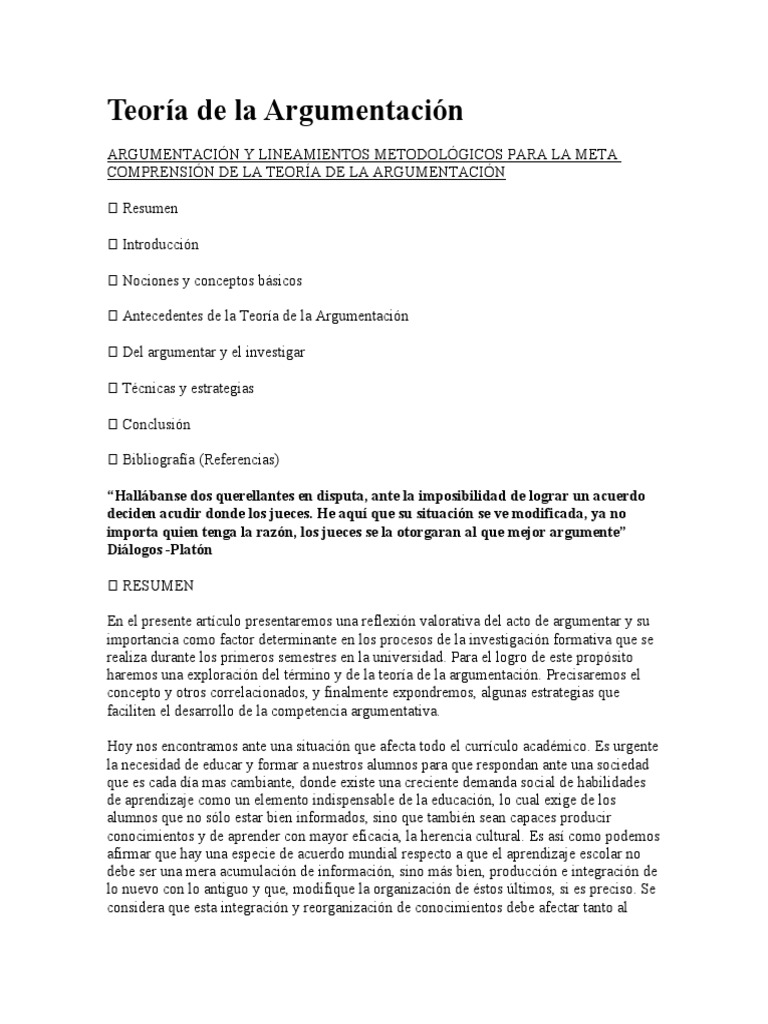 Teoría de La Argumentación | PDF | Retórica | Conocimiento