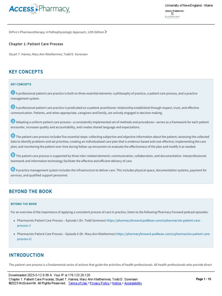 Chapter 1 - Patient Care Process | PDF | Health Care | Pharmacy