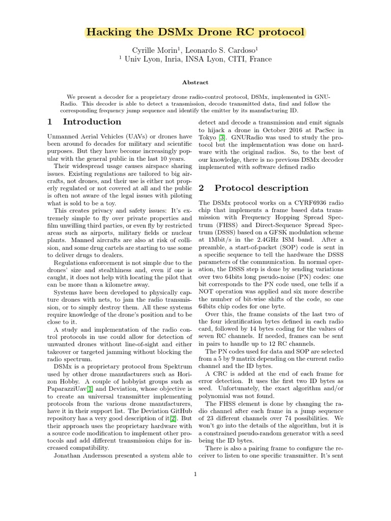 Hacking The DSMX Drone RC Protocol | PDF