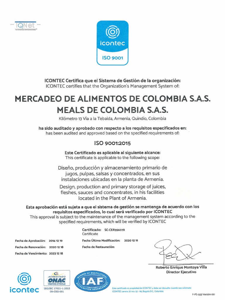 meals-de-colombia-sas-901-arm | PDF