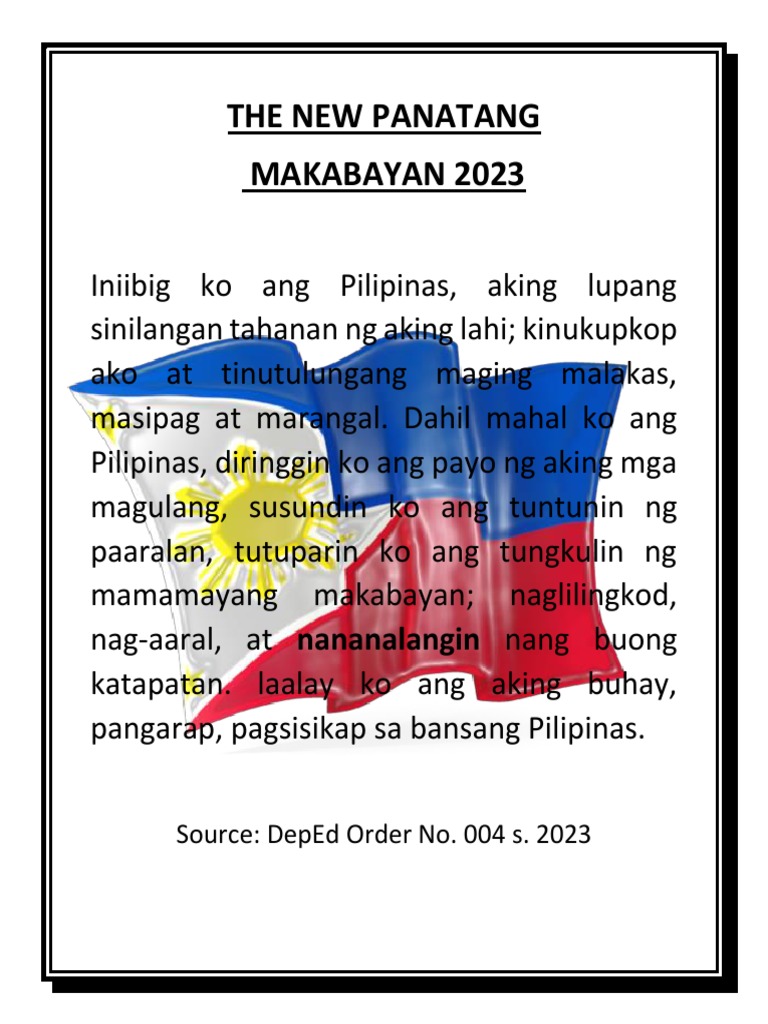 The New Panatang Makabayan 2023 | PDF