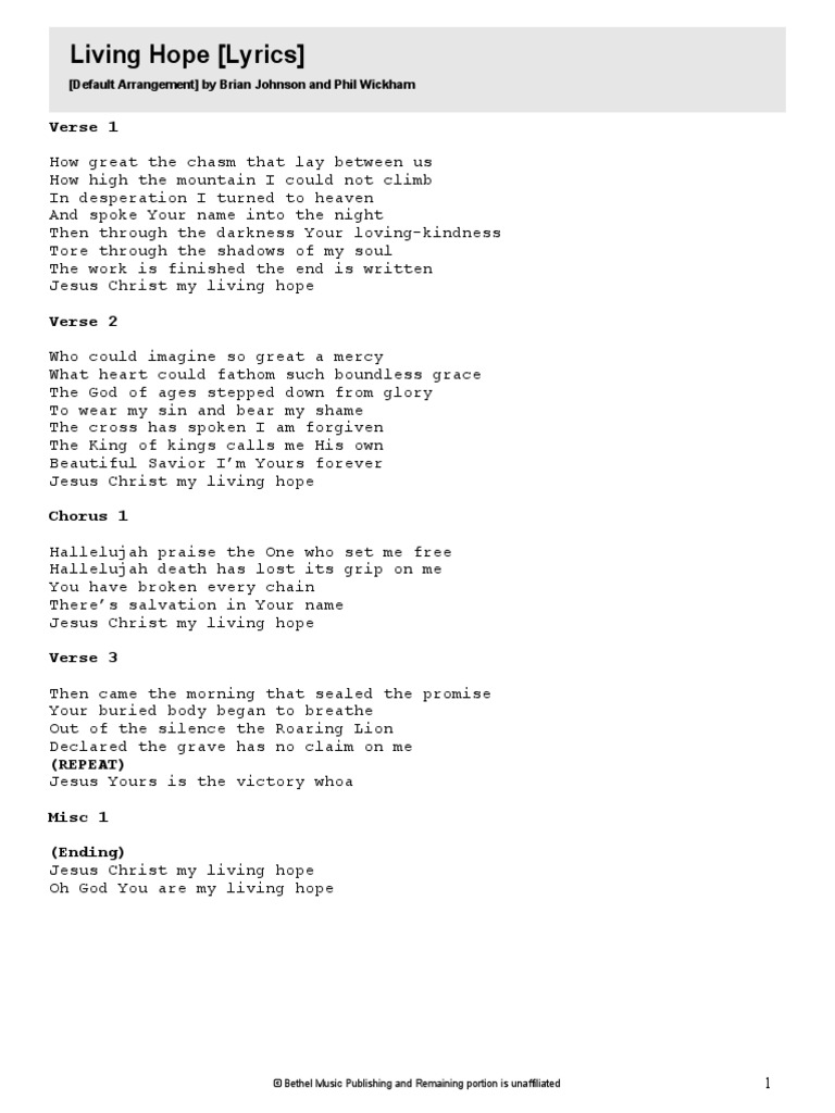 Living Hope - Lyrics | PDF