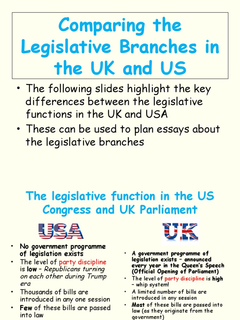 Comparing The Legislative Branches in The UK USA | PDF | Bill (Law ...