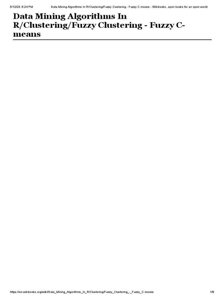 Data Mining Algorithms in R - Clustering - Fuzzy Clustering - Fuzzy C-Means - Wikibooks, Open ...