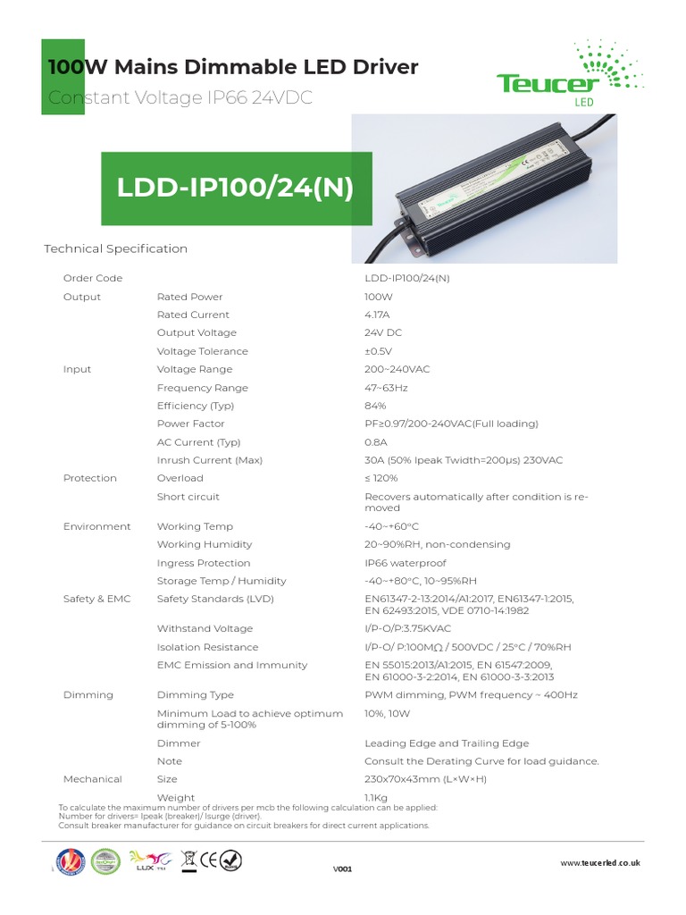 LDD-IP100-24N LED Driver | Download Free PDF | Mains Electricity ...