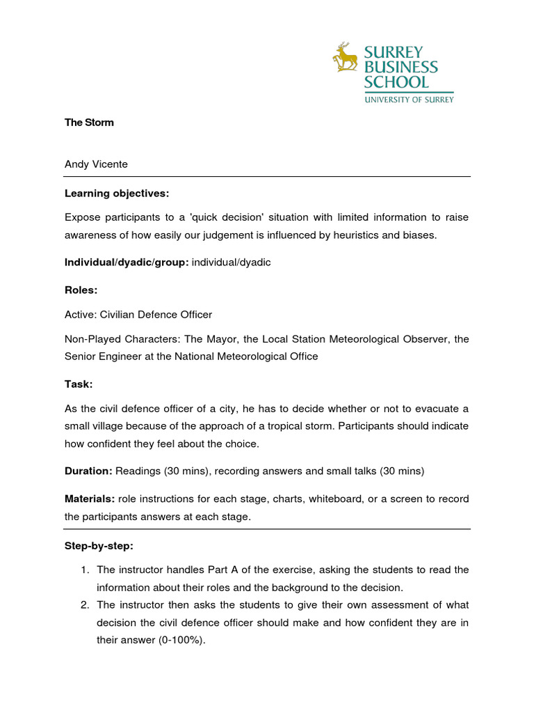 The Storm, Leadership and Decision Making Case Study | PDF