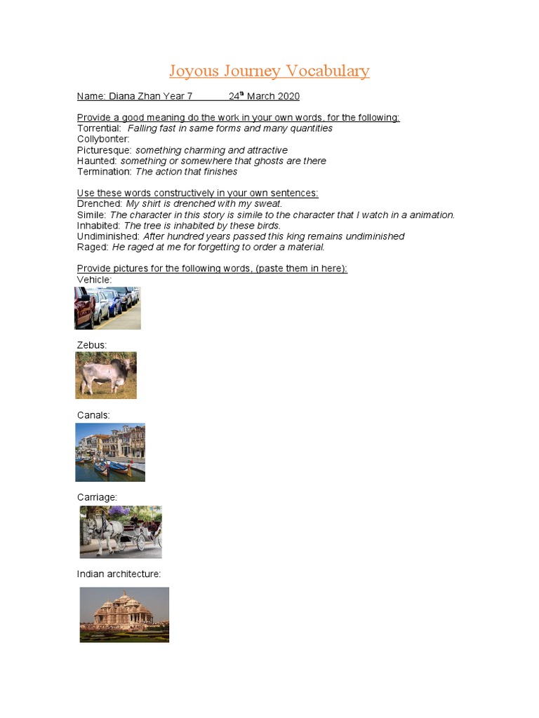 Joyous Journey Vocabulary | PDF