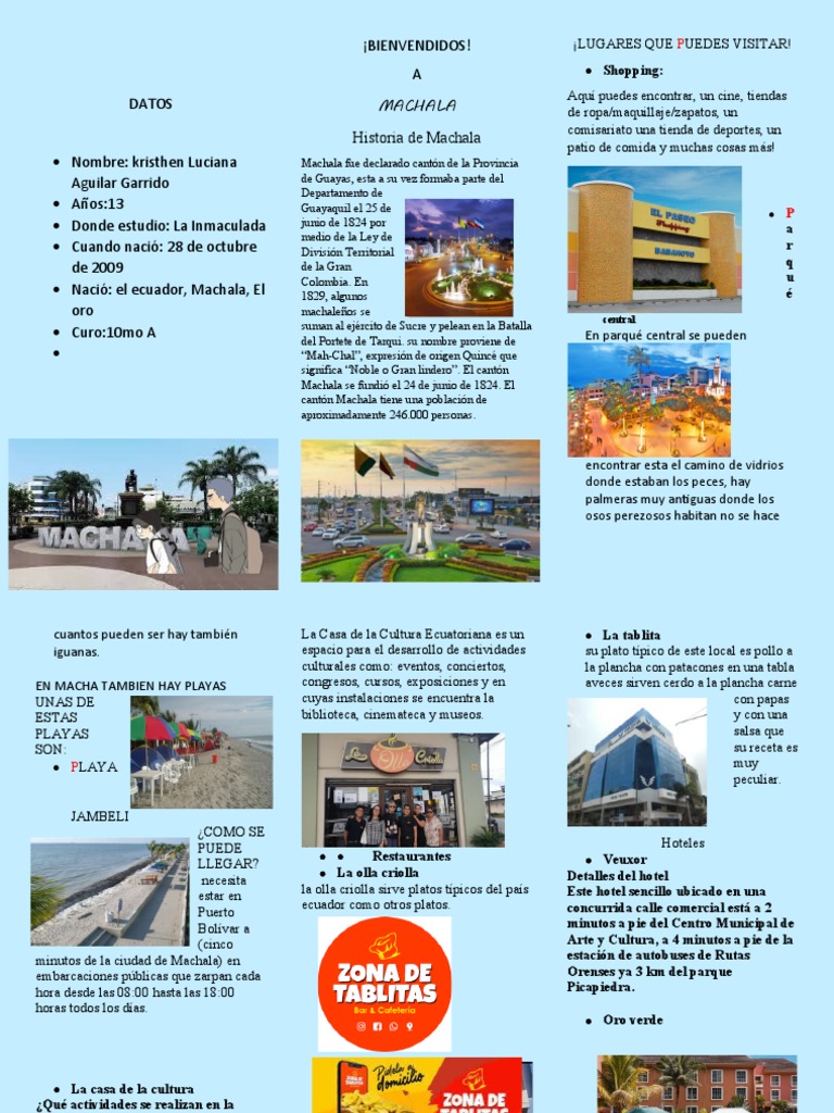 ¡Bienvendidos! A Machala Historia de Machala: A R Q U É | PDF