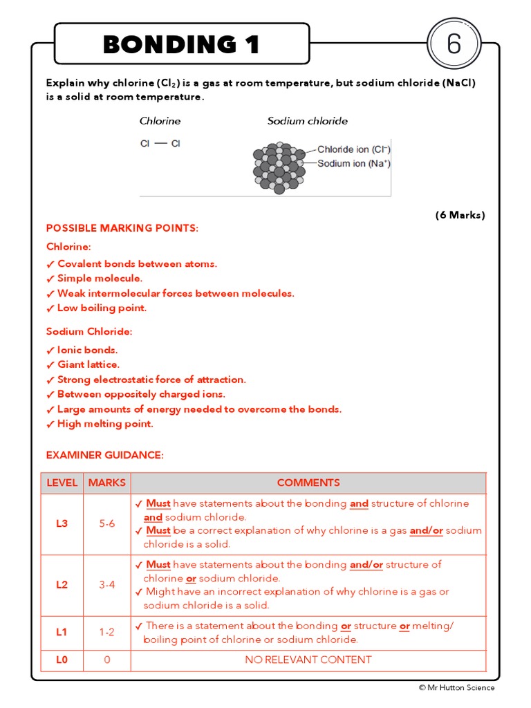 6 Mark Question - Bonding 1 - AQA Chemistry (A) | PDF | Chemical Bond | Chloride