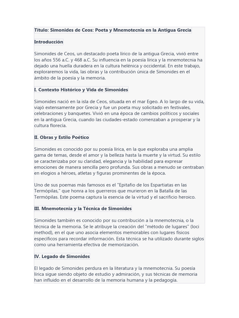 Simonides de Ceos | PDF | Poesía