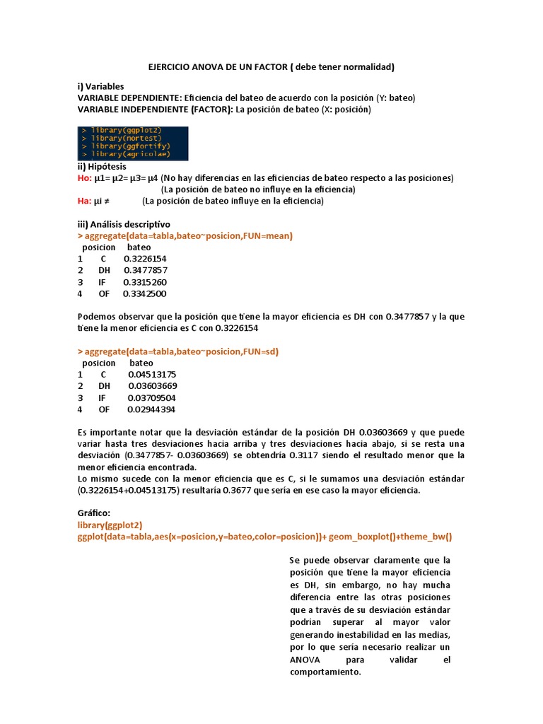 Ejercicio Anova de Un Factor | PDF | Análisis de variación | Science