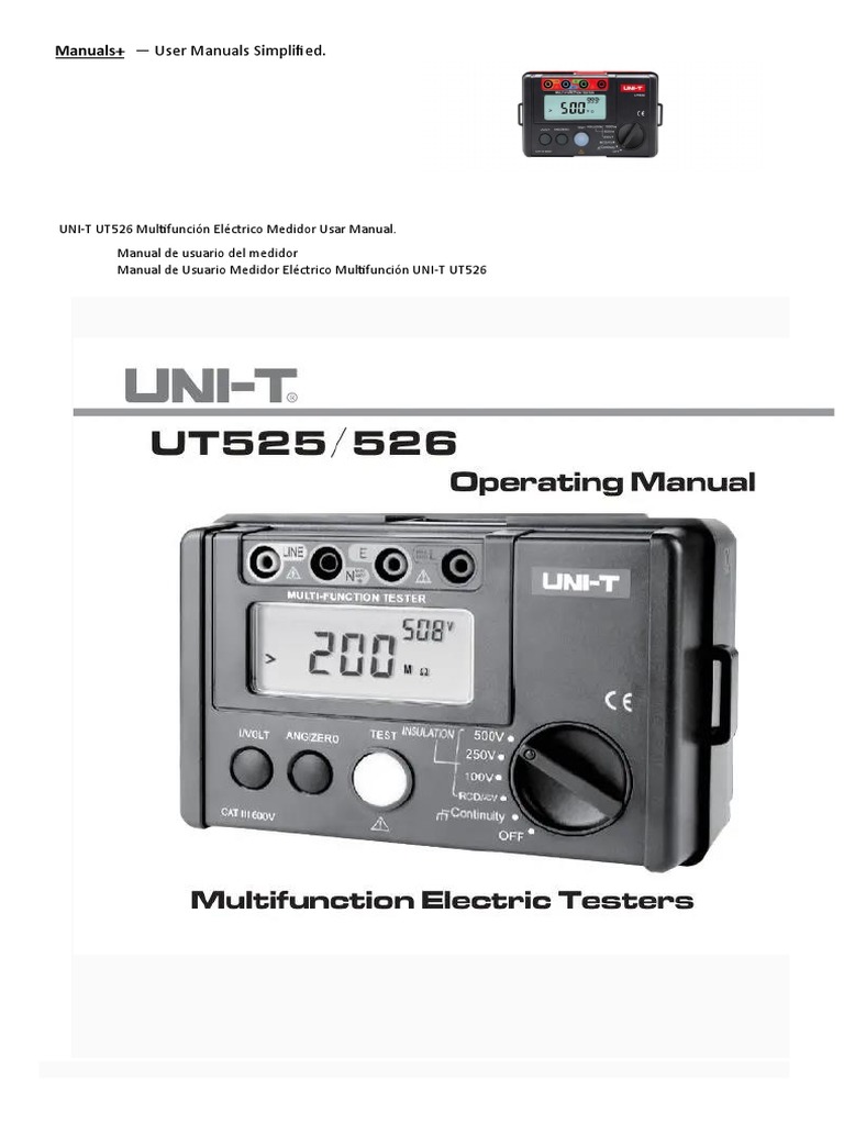 Manual Uni T 526 | PDF | Aislador (Electricidad) | Resistencia ...