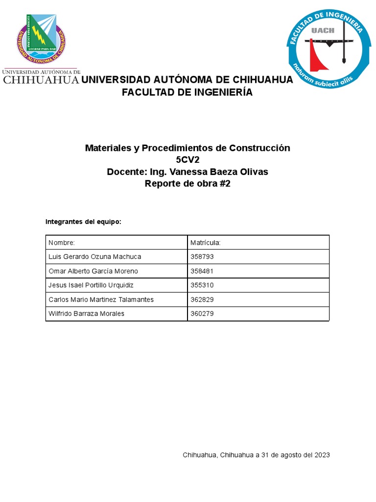 Reporte de Obra#2 | PDF