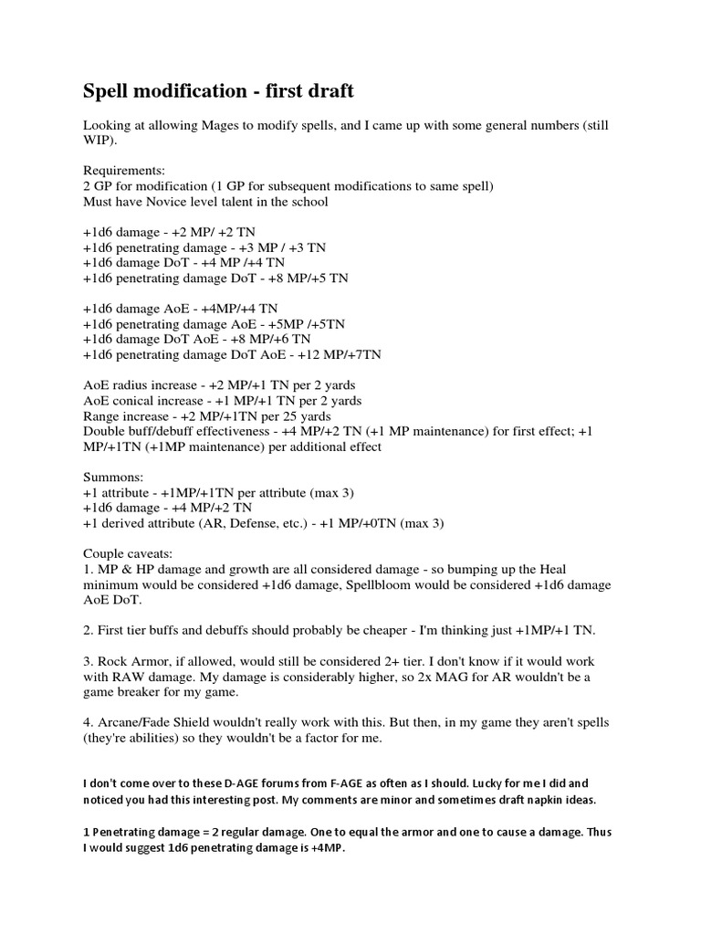 DA Shonuff Spell Modification Rules | PDF