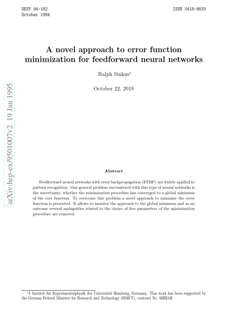 A Novel Approach To Error Function Minimization For Feedforward Neural ...