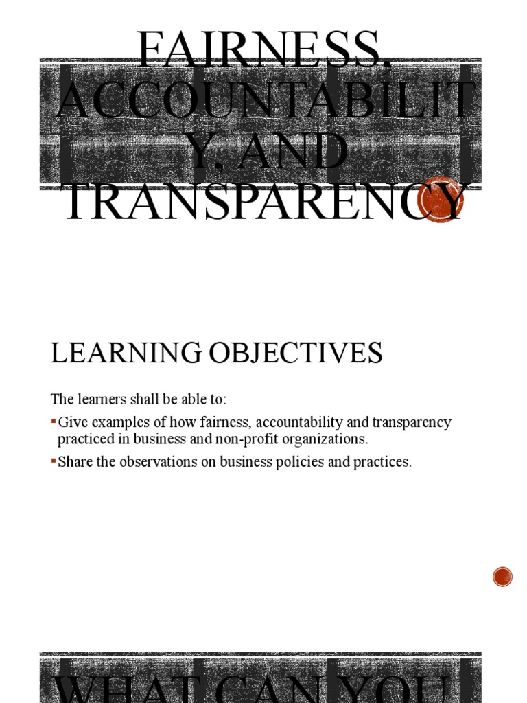 Lesson 1.2 Fairness Accountability and Transparency | PDF ...