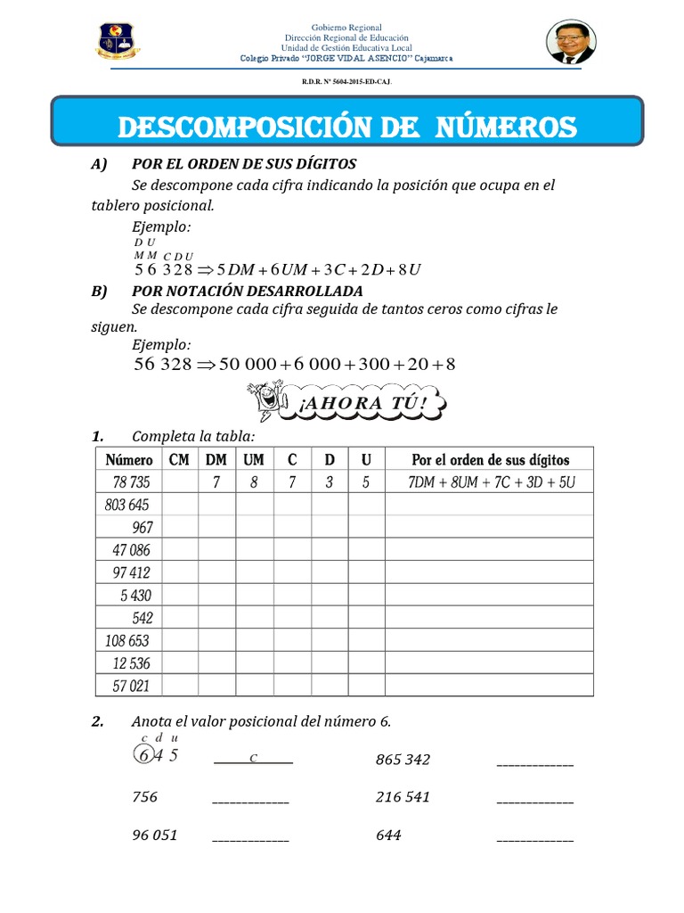 Descomposicion-De-Números - PRÁCTICA | PDF | Comunicación escrita ...