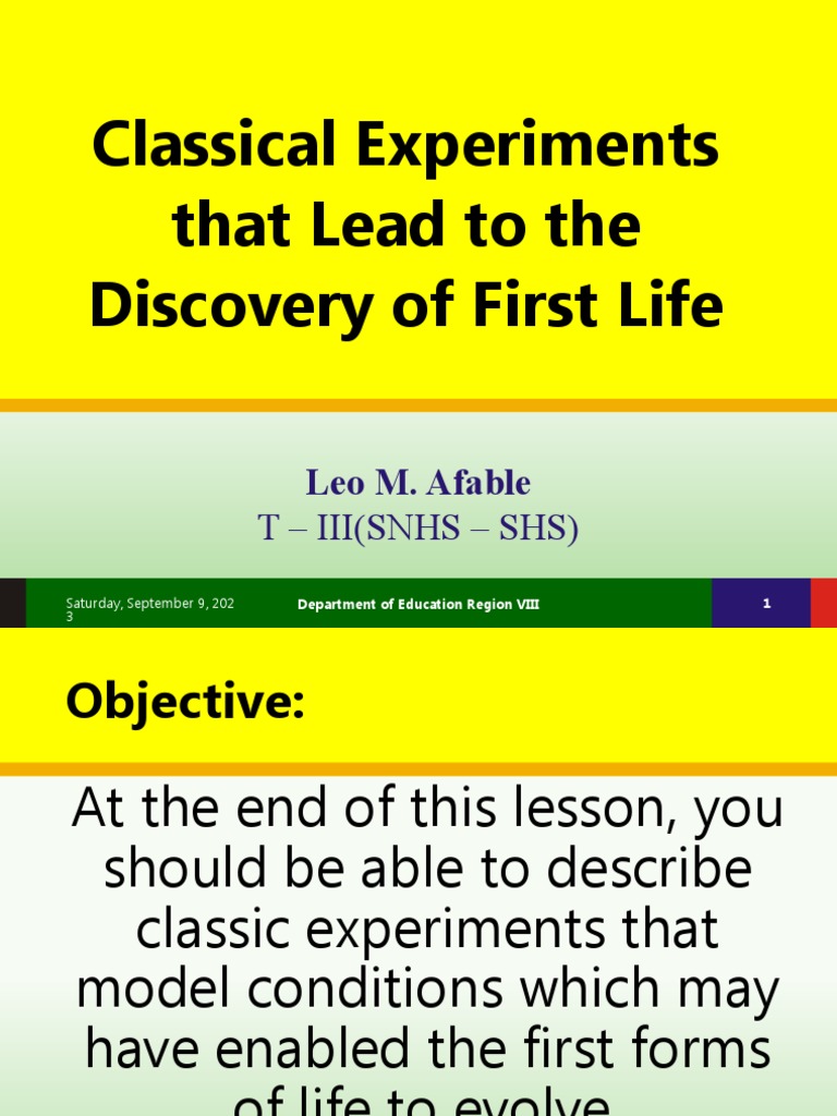 Classical Experiments That Lead To The Discovery of First Life | PDF ...