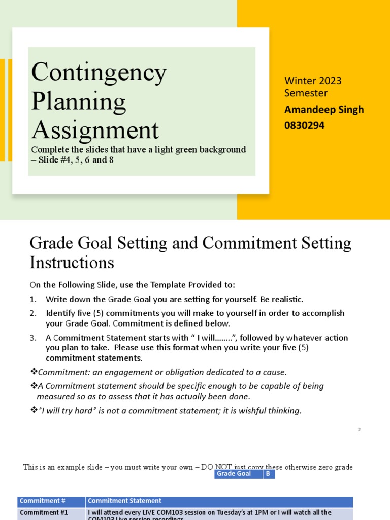 Student Goal & Contingency Plan | PDF | Cognition
