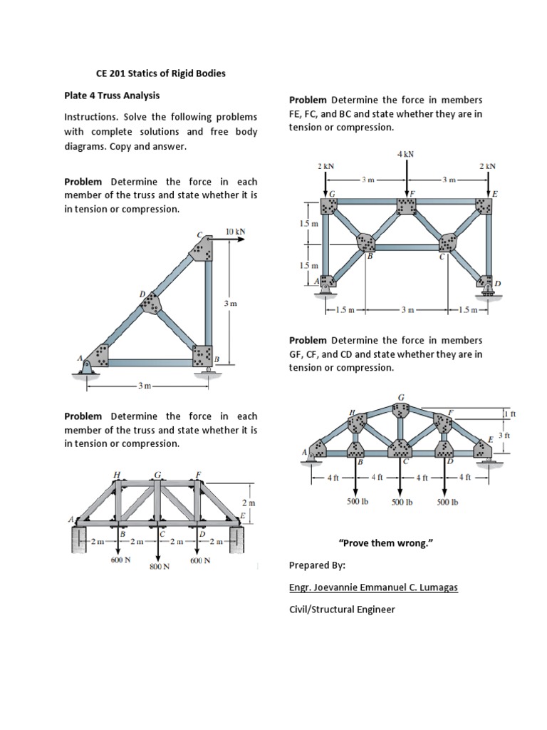 Plate 4 Truss Analysis | PDF
