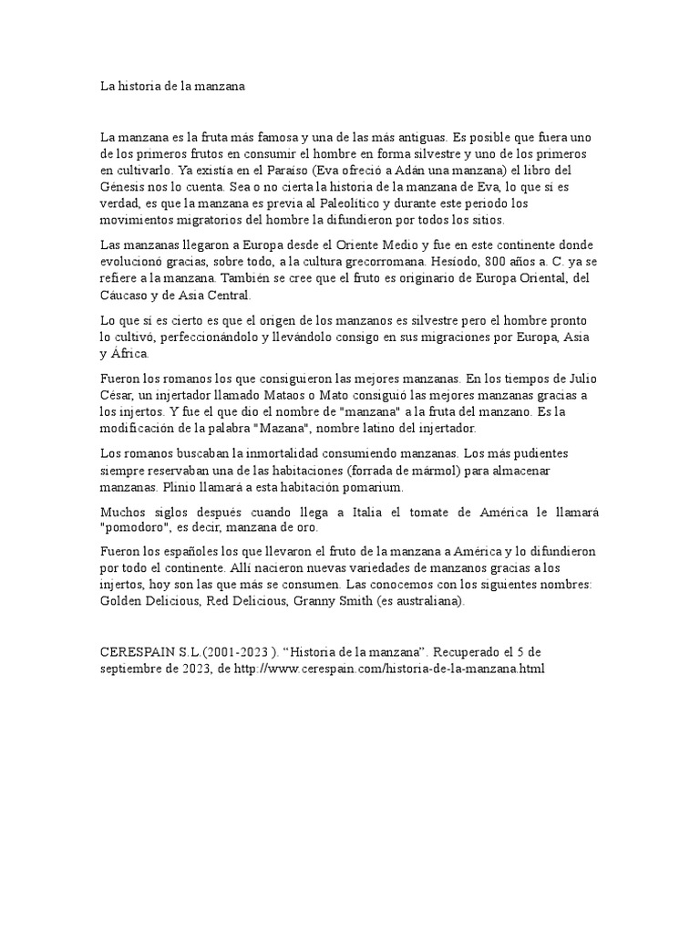 La Historia De La Manzana Pdf