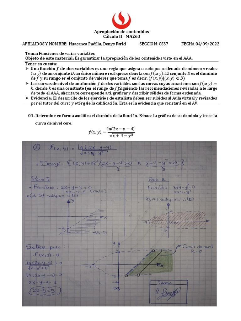 Aaa2 - Huacanca Padilla, Denys Farid - Sección CS37 | PDF | Función (Matemáticas) | Matemáticas