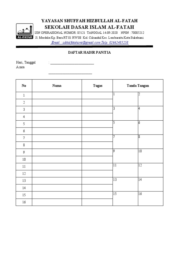 Daftar Hadir Panitia MPLS | PDF