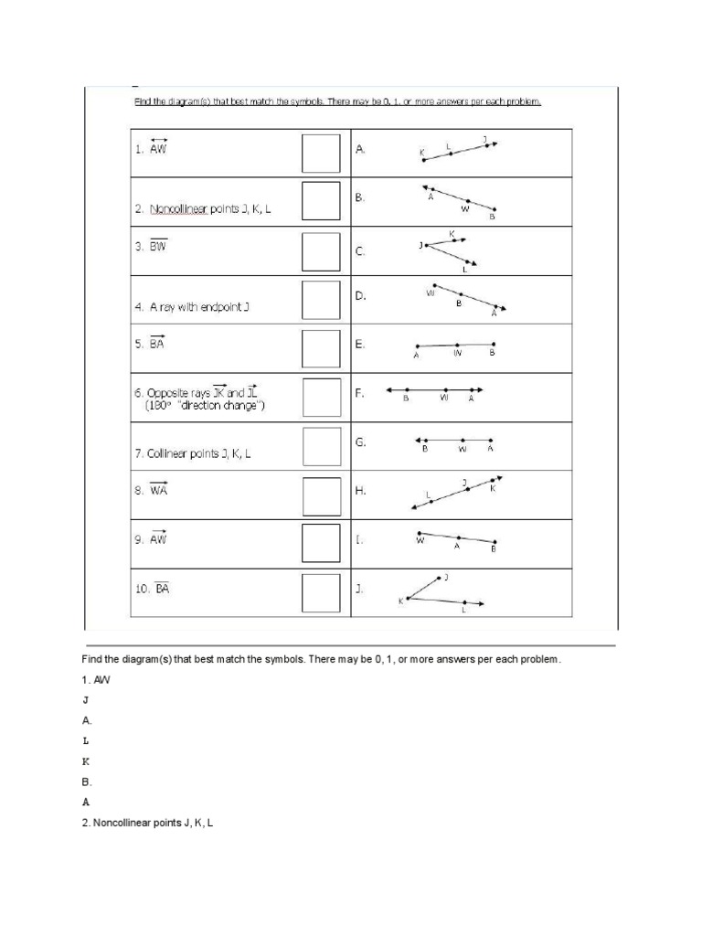 10th Grade Geometry Lines, Segments, and Rays. | PDF