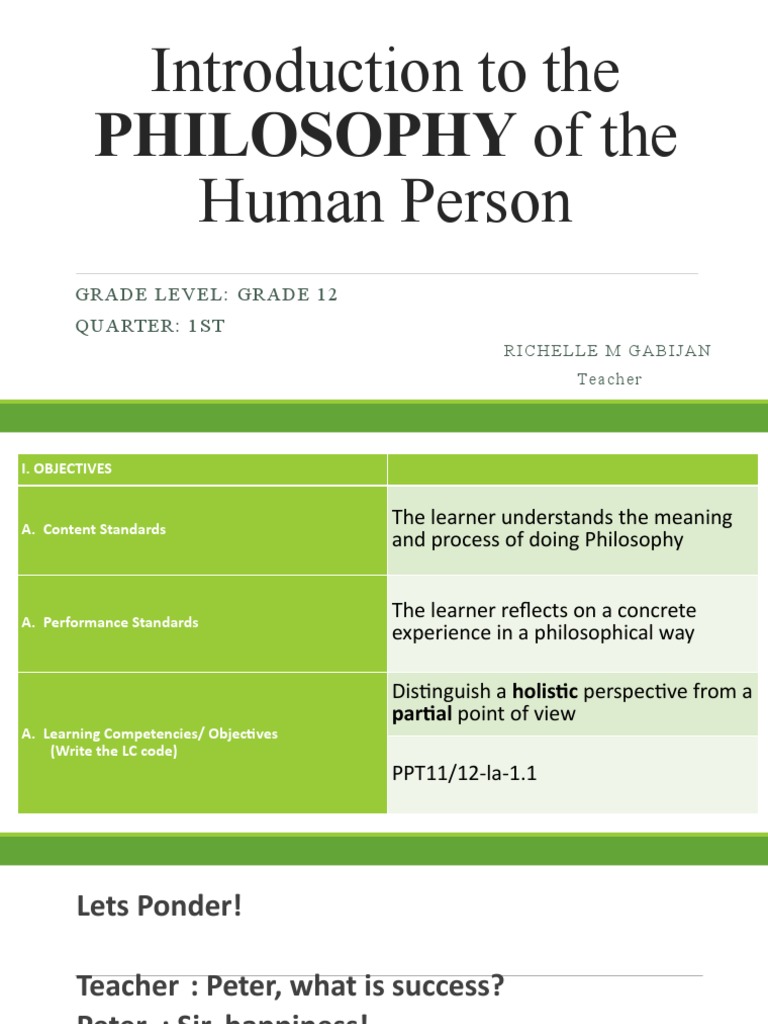 Introduction To The PHILOSOPHY of The Human Person | PDF