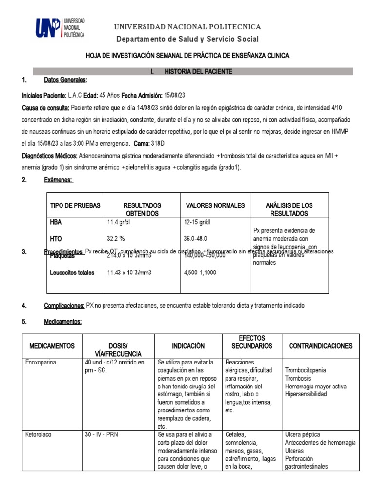 Historial Clinico (Nani) Terminado | PDF | Anemia | Sangre