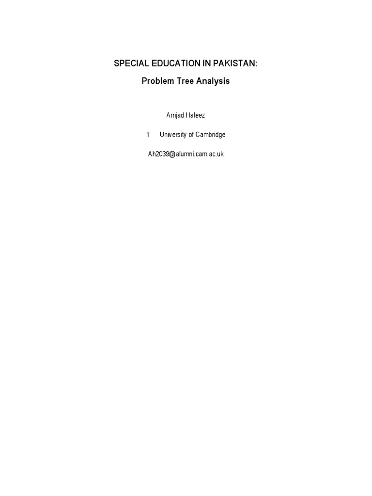 Problem Tree Analysisof Special Educationin Pakistan | PDF | Special ...