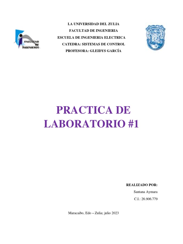 Practica de Laboratorio 1 Aymara Santana | PDF | Sistema de control | Ingenieria Eléctrica
