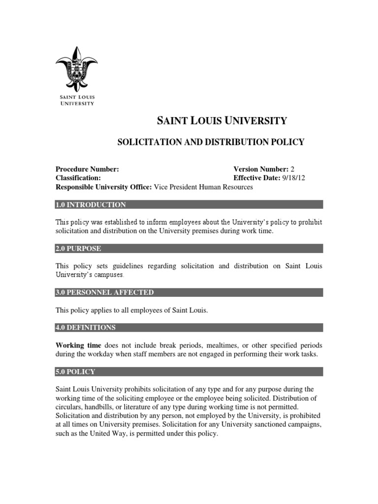 Solicitation Distribution Policy | PDF | Health Care | Patient