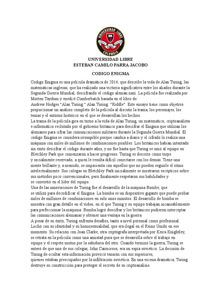 Análisis de "Código Enigma" | PDF | Alan Turing