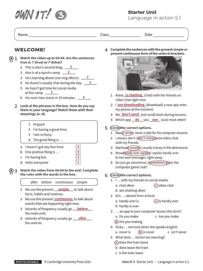 Language in Action Vlog Starter With Answers | PDF | Verb | Human Communication