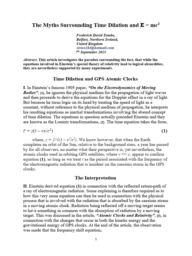 The Myths Surrounding Time Dilation and E MC 2 | PDF | Theory Of Relativity | Physics