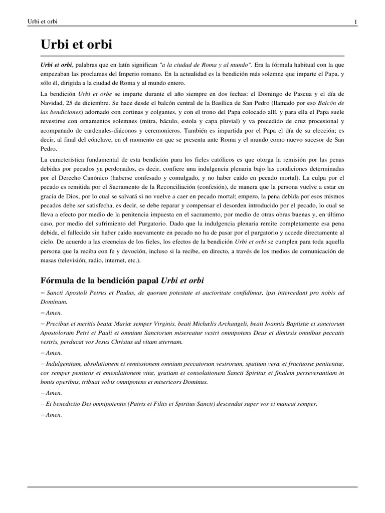 Urbi Et Orbi | PDF | Cristianismo occidental | Familias denominacionales cristianas