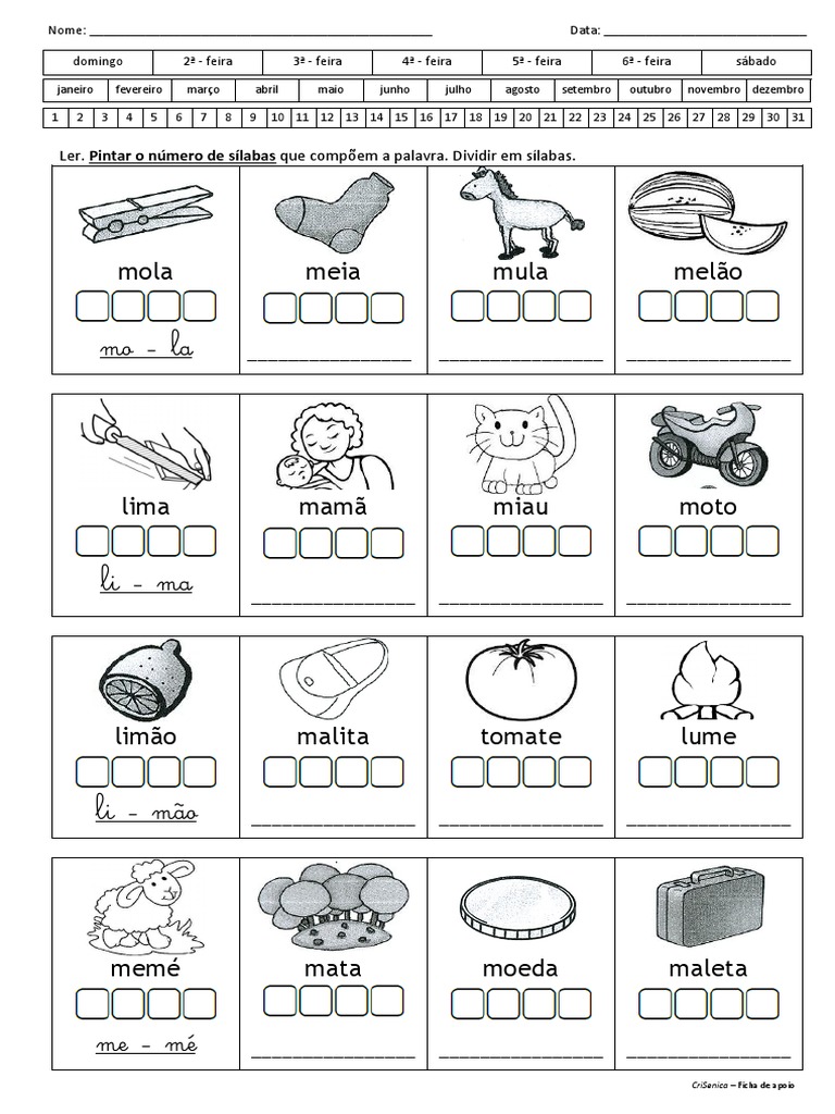 Fichas de Sílaba para 1º Ano | PDF