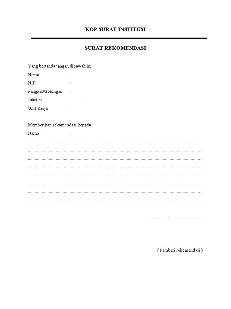 Format Surat Rekomendasi S2 | PDF
