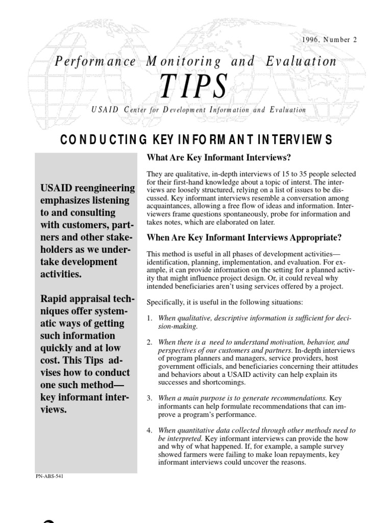 Conducting Key Informant Interviews 541 | PDF | Search Engine Indexing ...