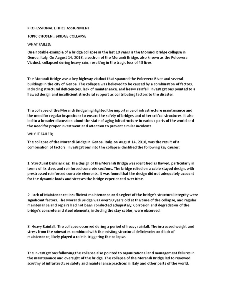 Professional Ethics Assignment | Download Free PDF | Bridge